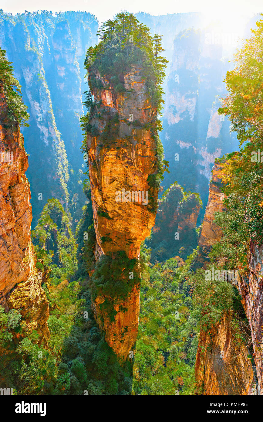 Natural quartz sandstone pillar the Avatar Hallelujah Mountain is 1,080 ...