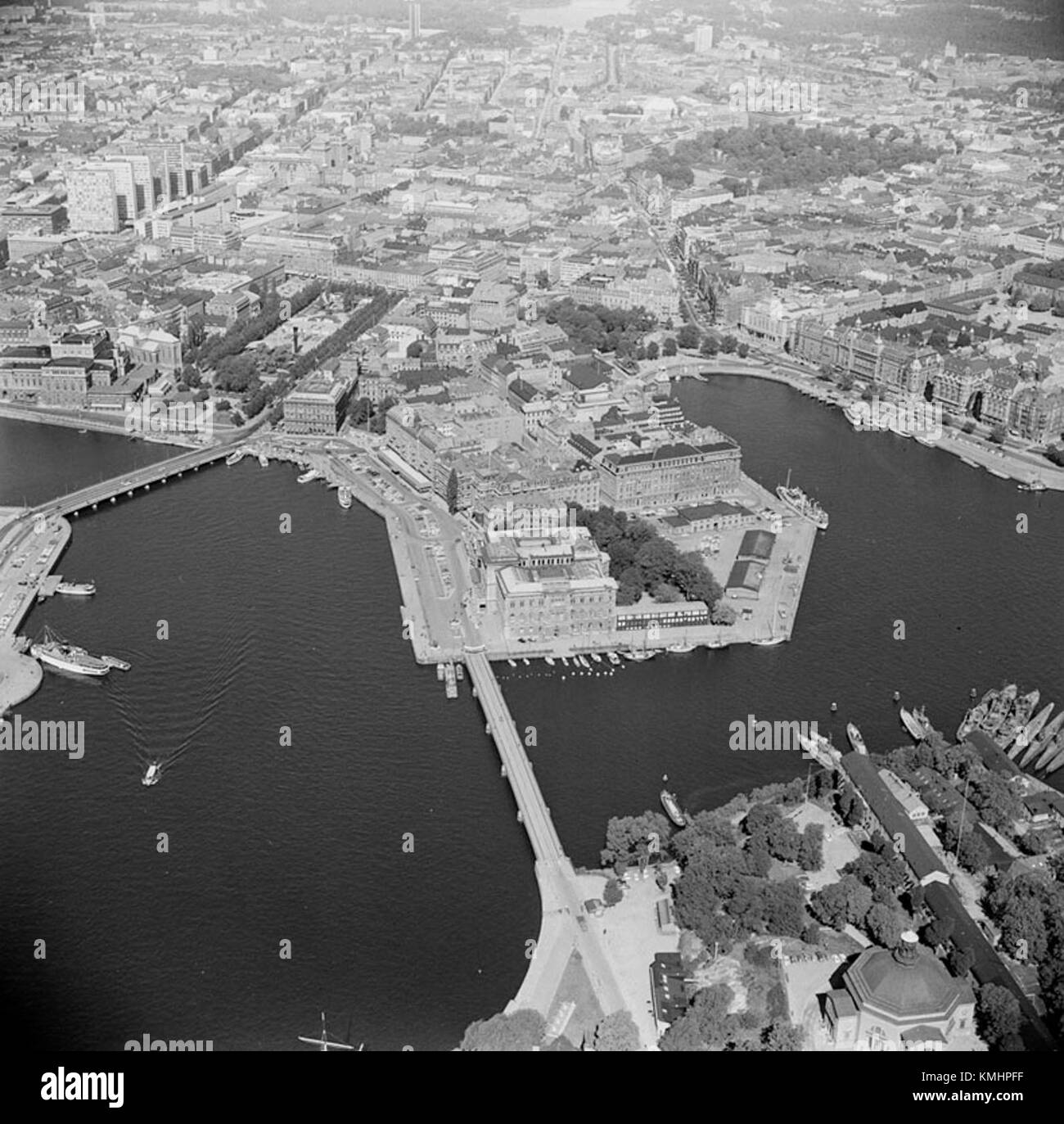 A view of the inner city of Stockholm, Sweden, captured in historical ...