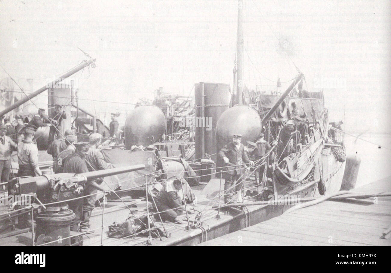 HMS Bittern was a British naval ship launched in 1897. This close-up ...