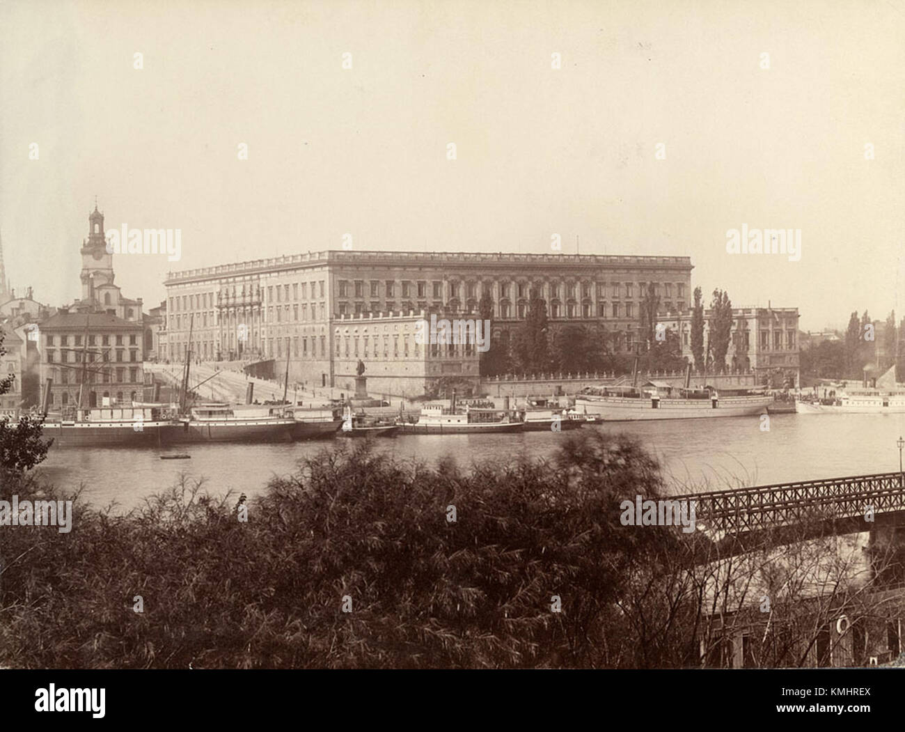 This historical photograph from the 1880s depicts the Stockholm Palace ...