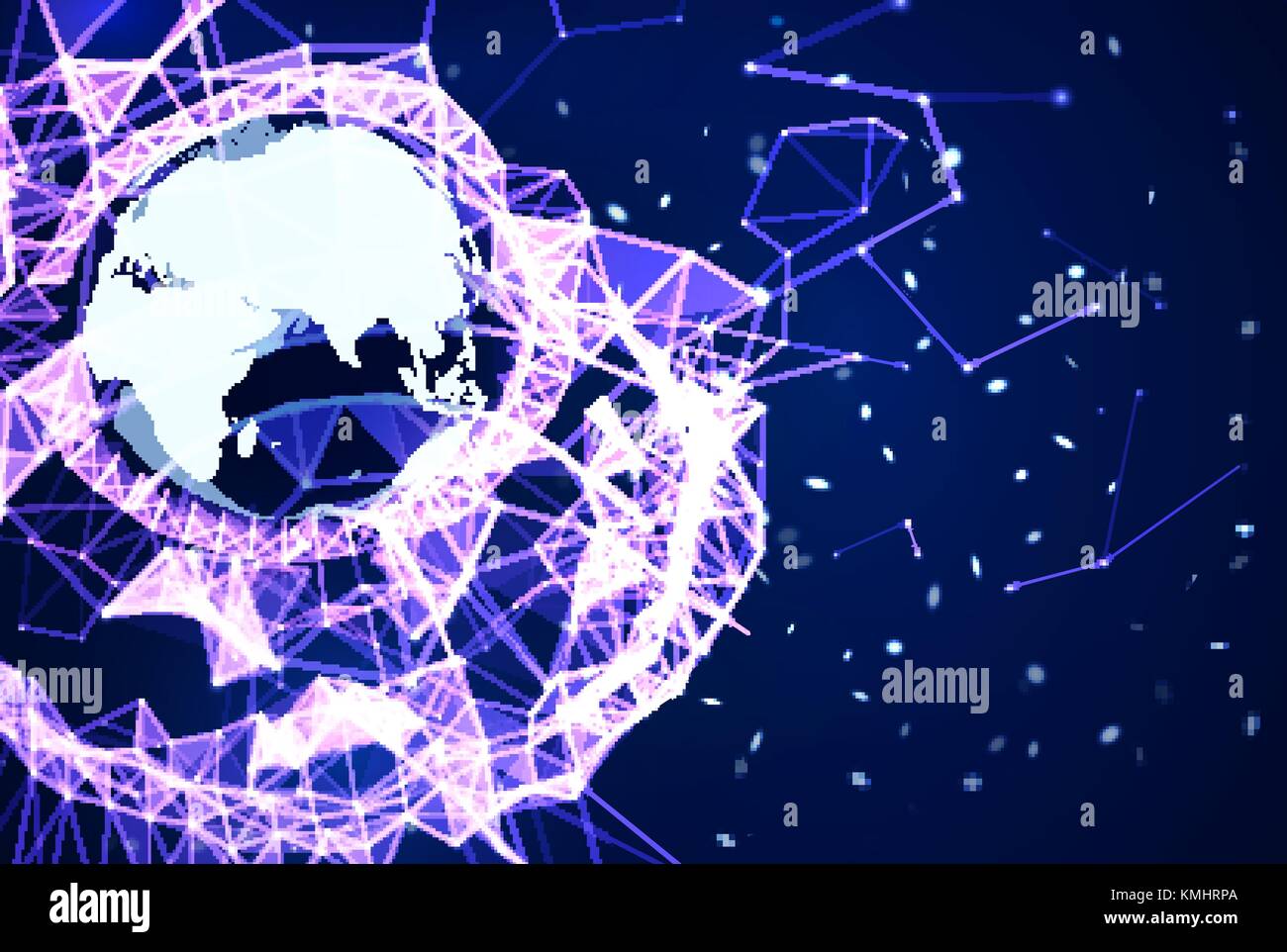 Global network connection background. Purple and blue technology ...