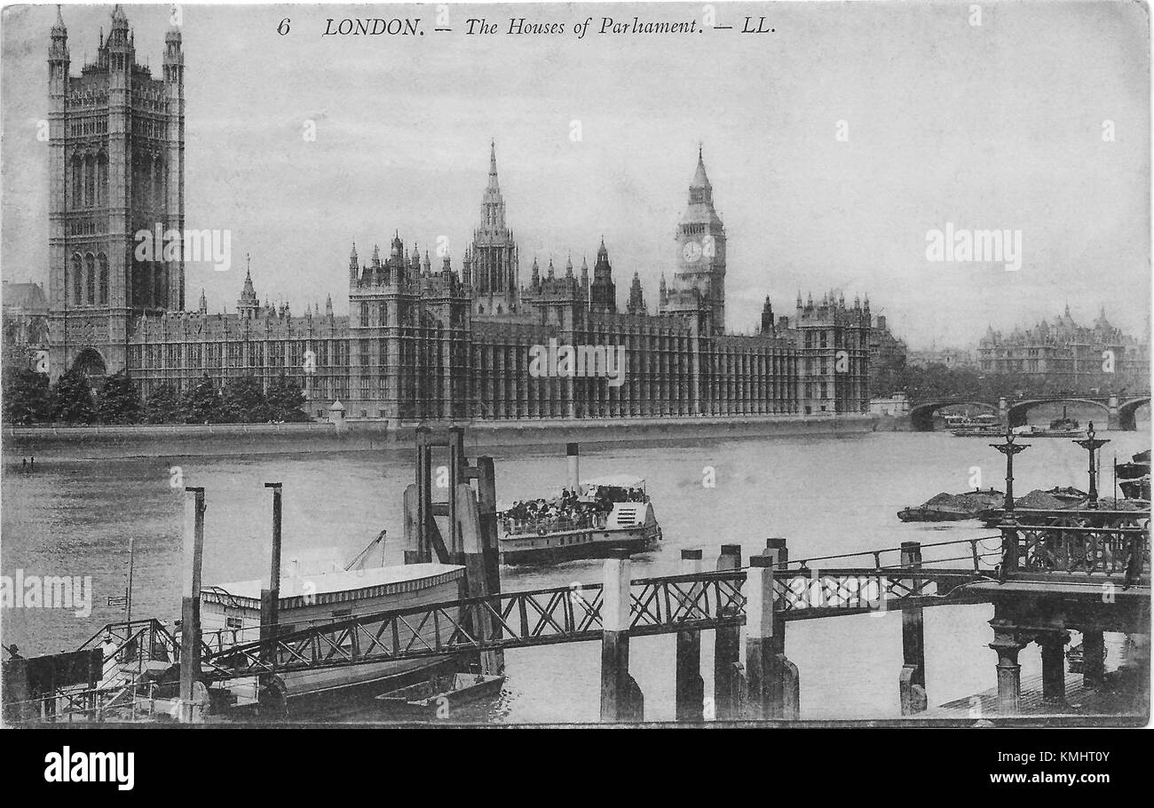 Historical photograph of the UK Parliament in 1914, capturing the ...