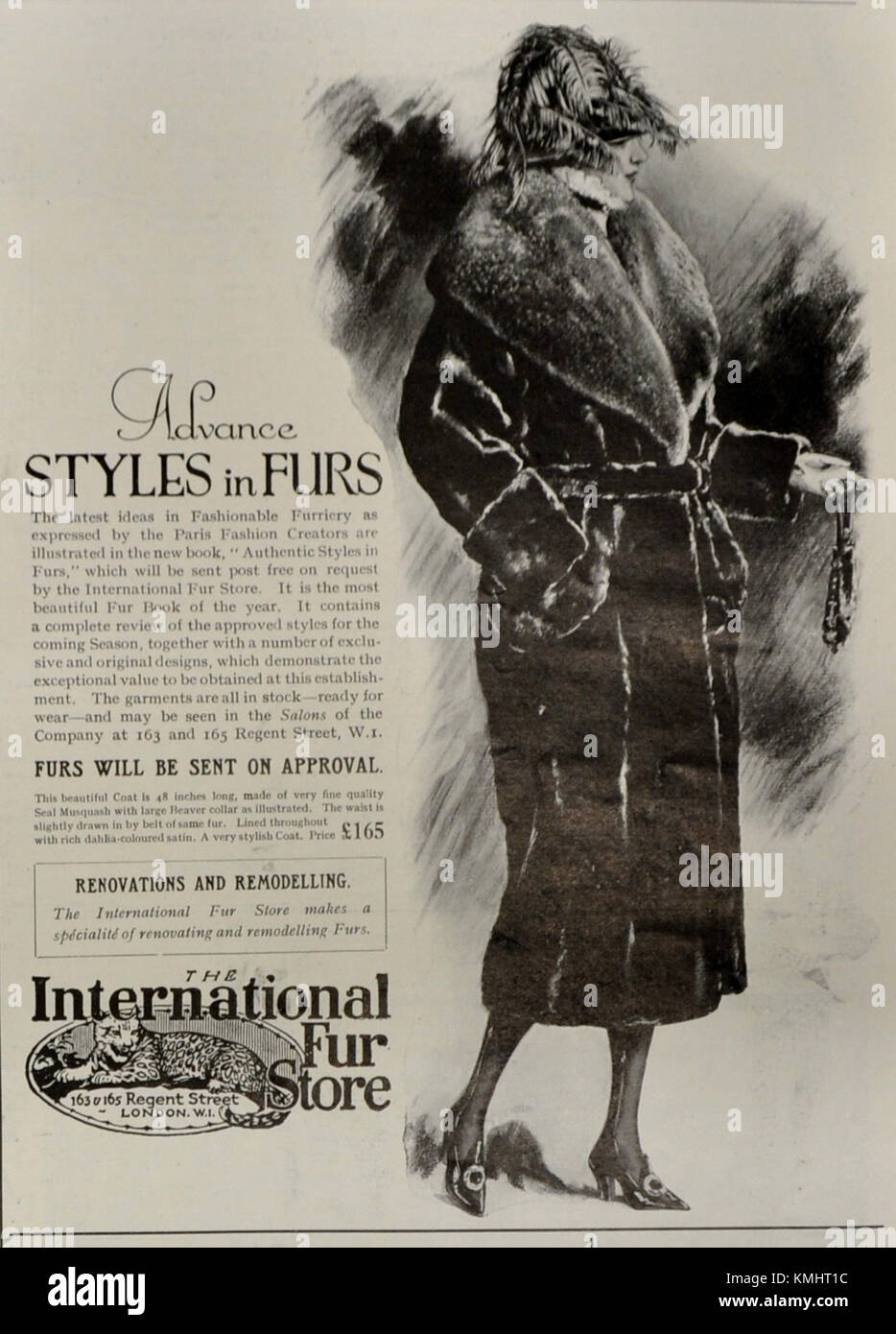 An advertisement from the International Fur Store, dating back to 1921 ...