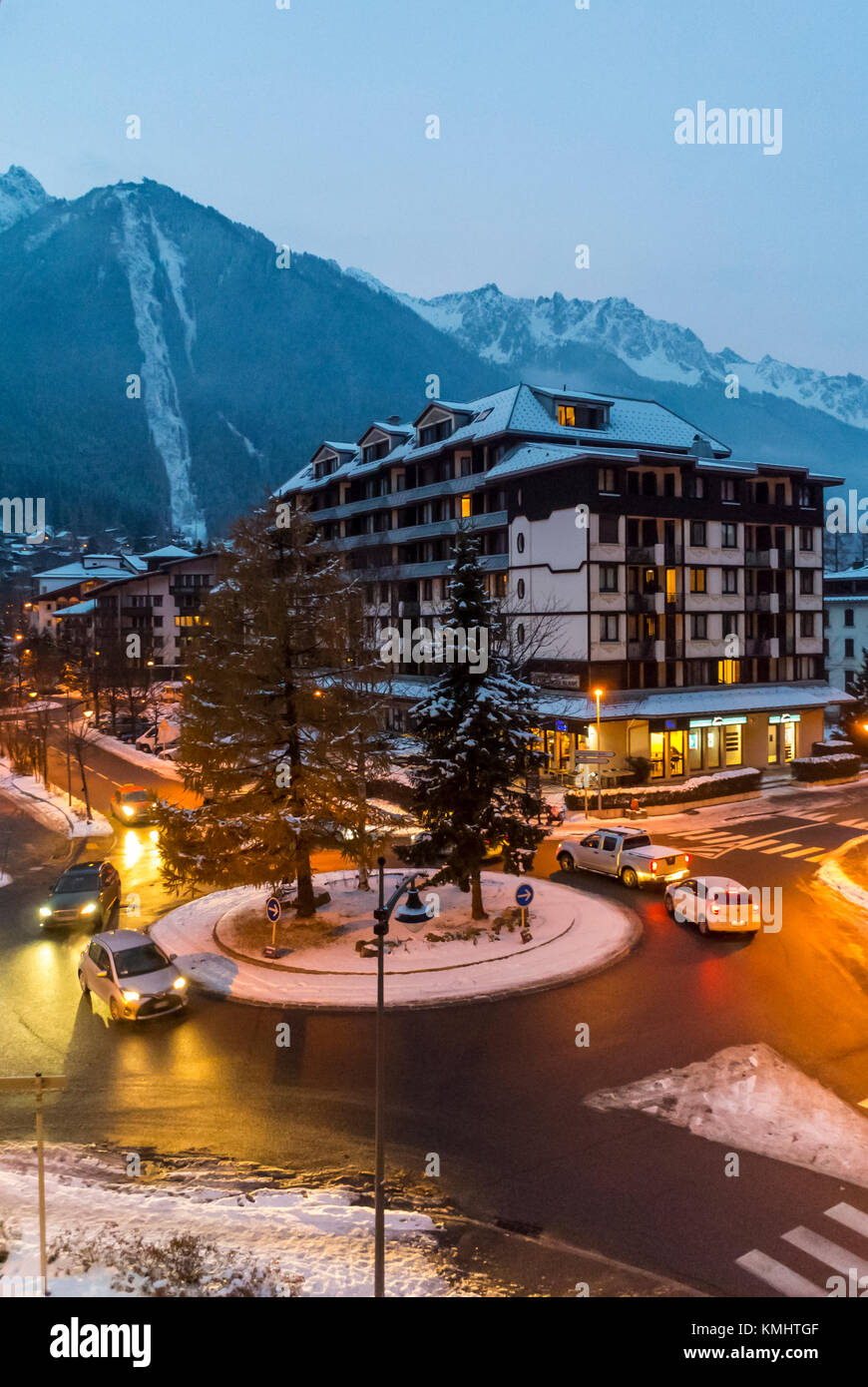 Chamonix town night french alps hi-res stock photography and images - Alamy