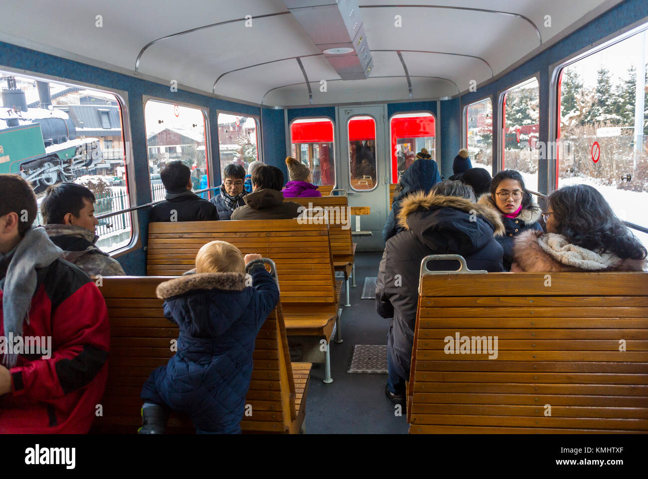 Chamonix-Mont Blanc, France, French Alps, Tourists on Historic Train ...