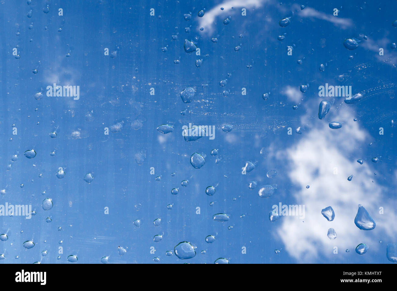 water drops on the glass under the sky. texture, background Stock Photo ...