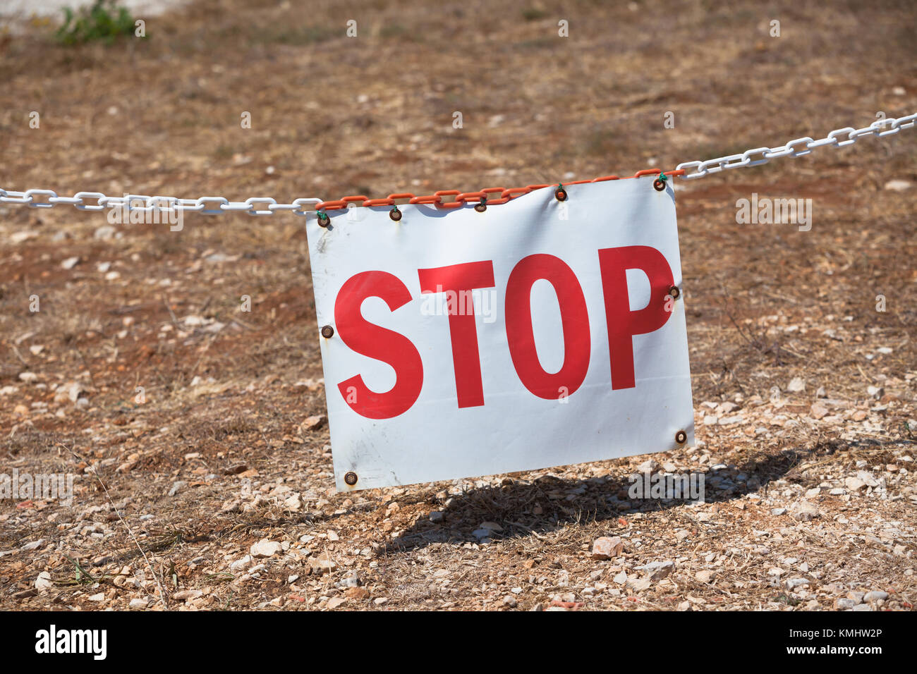 Stop sign restricting entry. Horizontal shot Stock Photo - Alamy