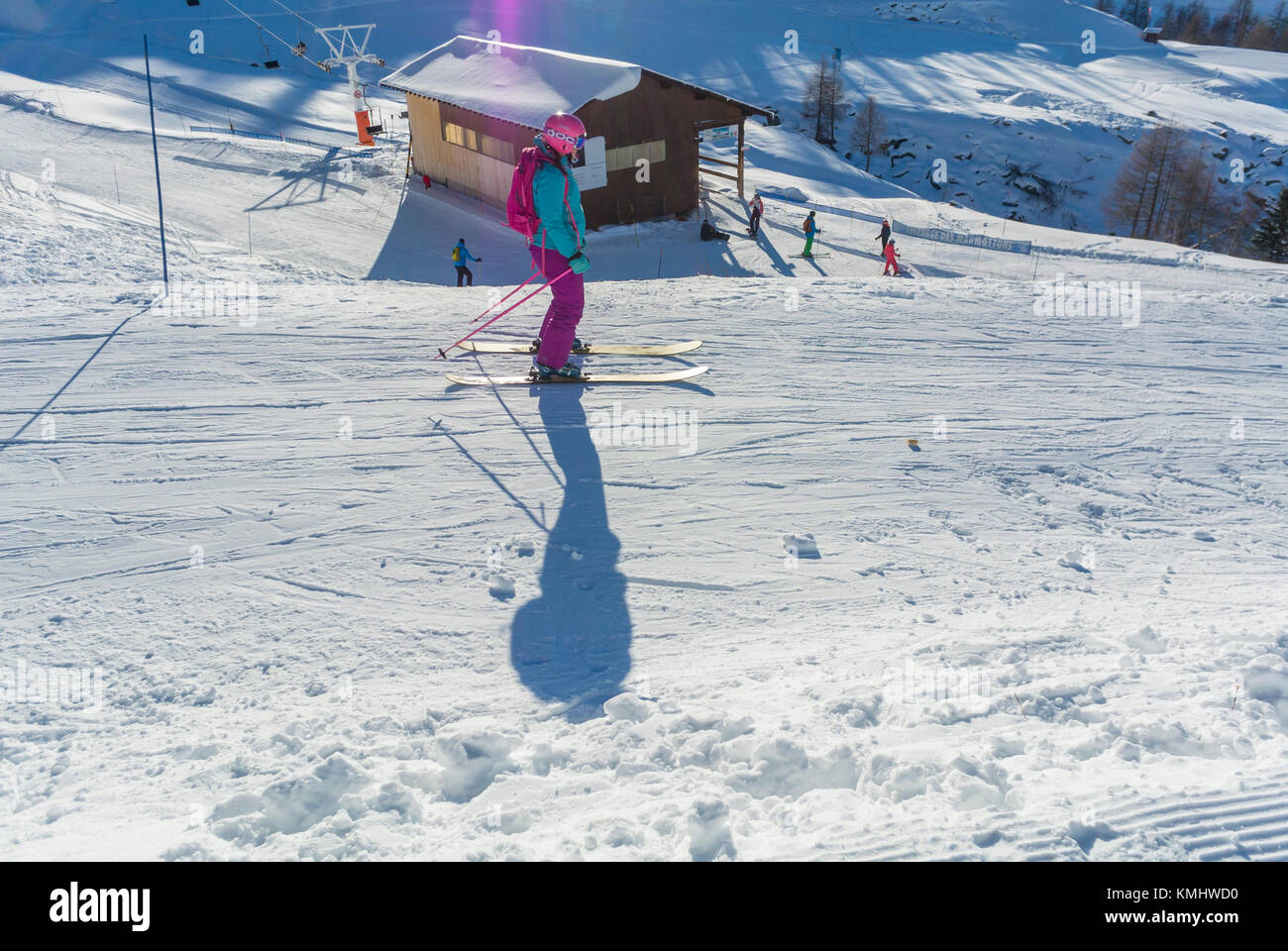 Chamonix-Mont Blanc, France, French Alps, Argentiere, Ski Resort, Woman ...