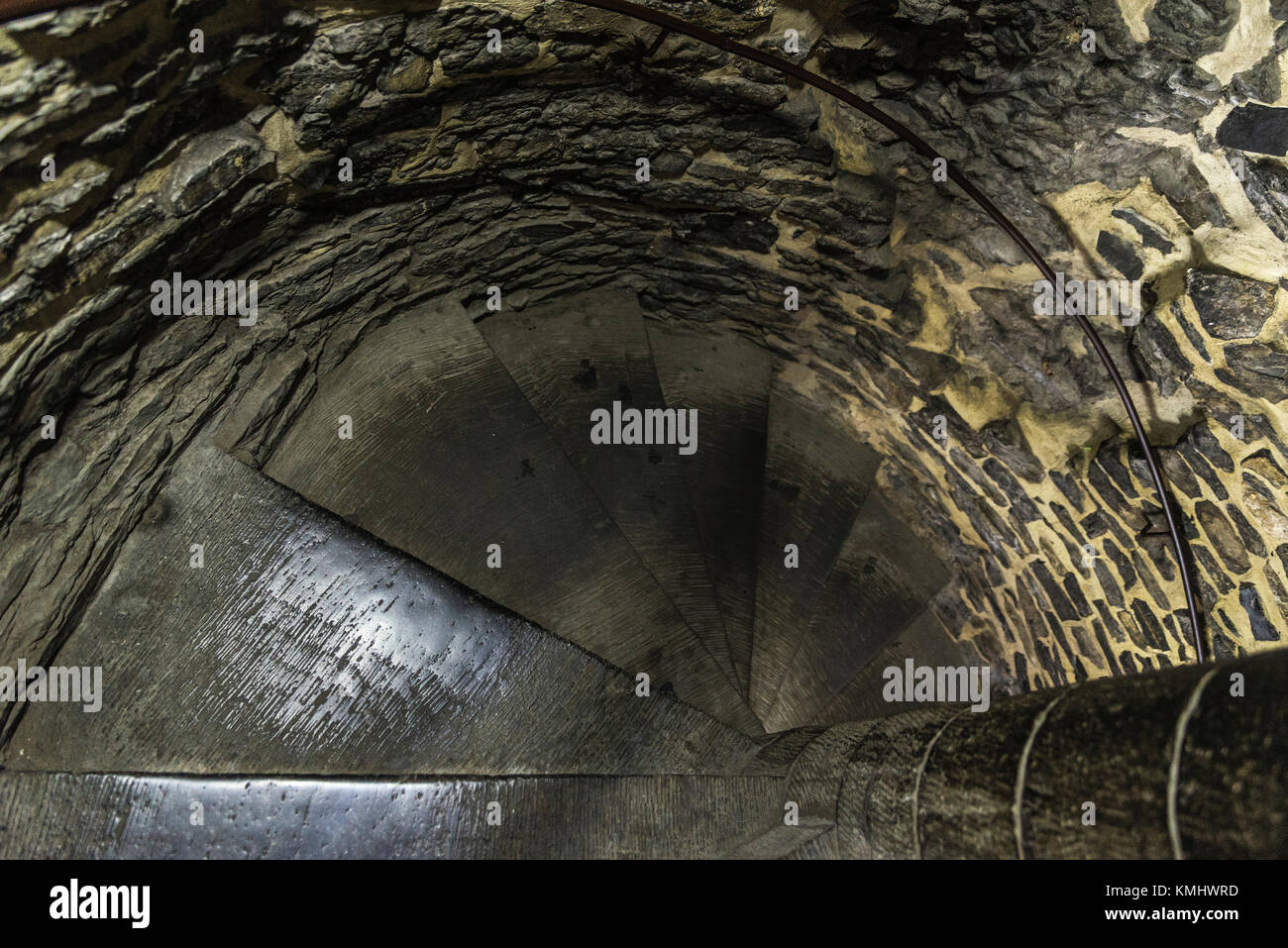 Spiral staircase in the Gravensteen medieval castle in the old town of ...