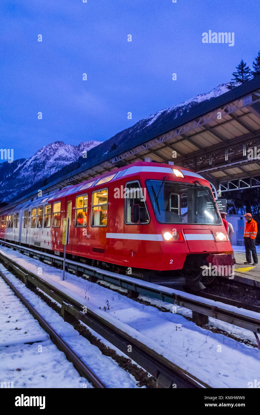 Chamonix-Mont Blanc, France, French Alps, Tourist Train Scenic, Dusk ...