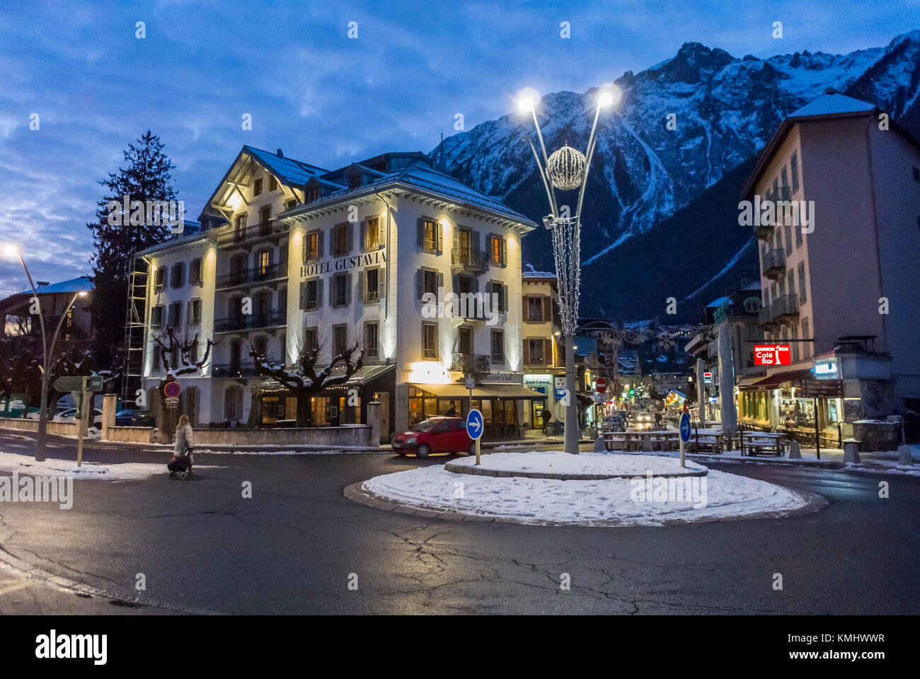 Chamonix-Mont Blanc, France, French Alps, Round About Street Scene at ...