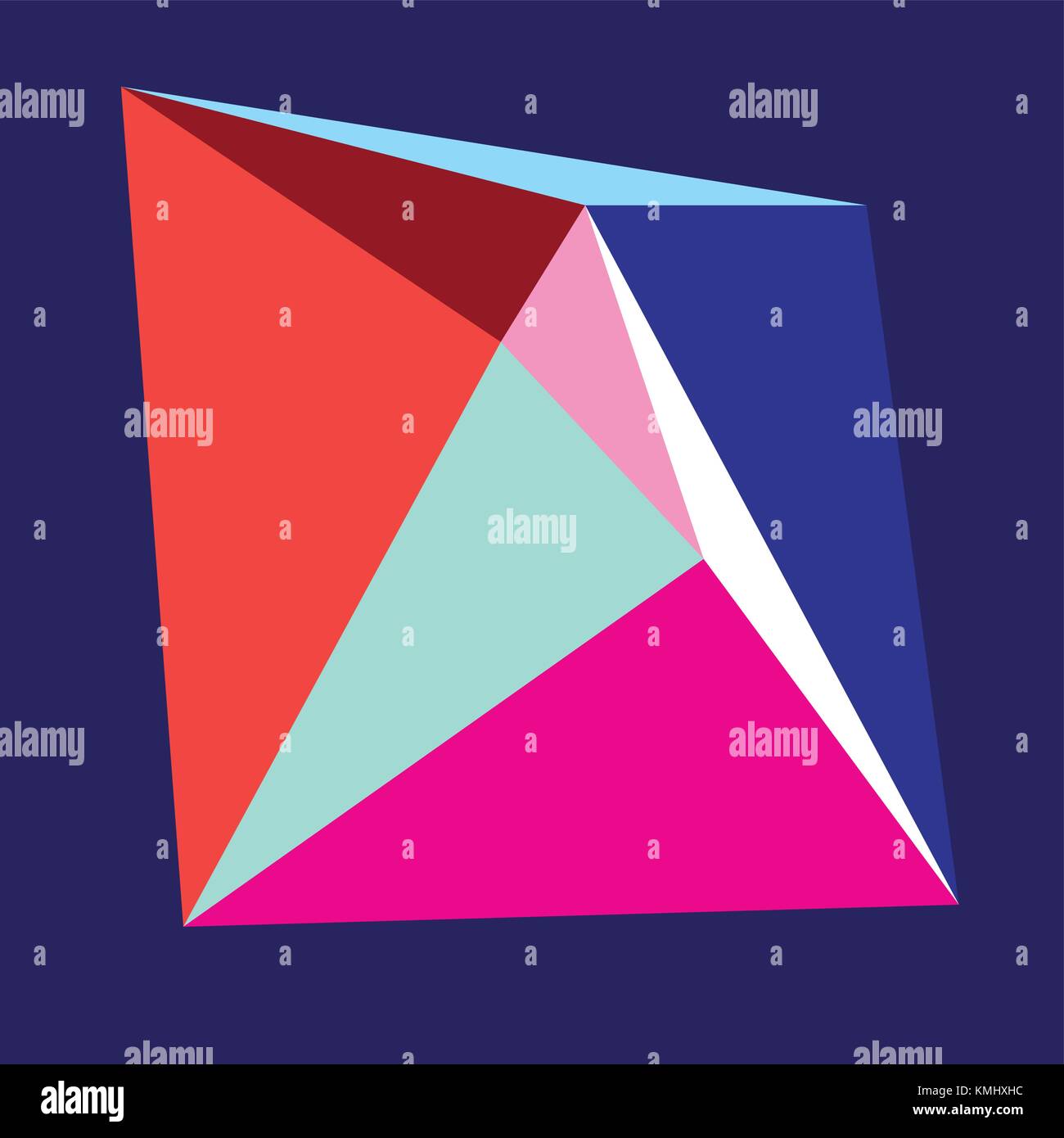 Bright color abstract form from triangles on a blue background Stock ...