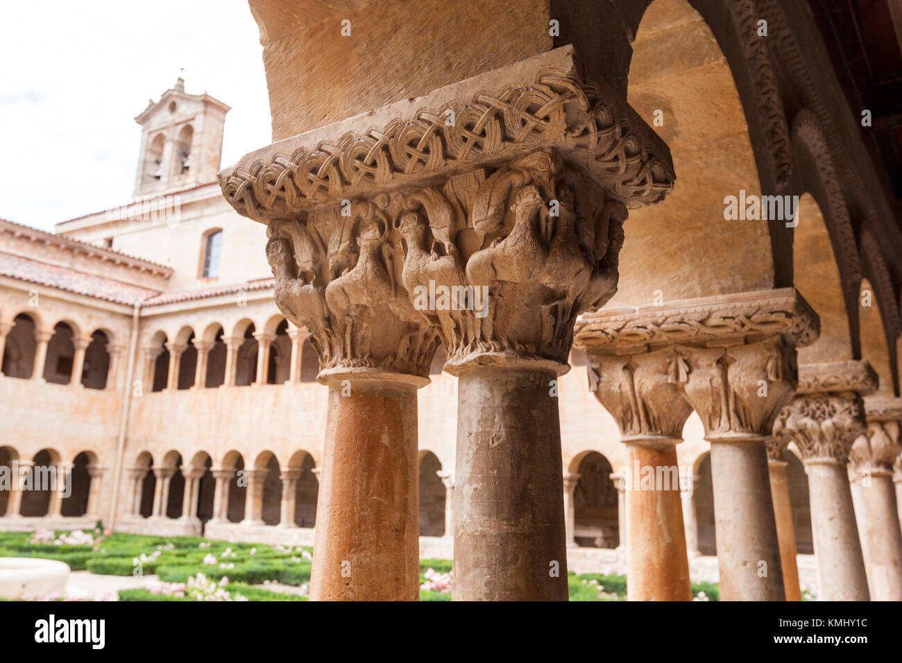 Capitals in the cloister decorated with dragons, centaurs, lattices ...