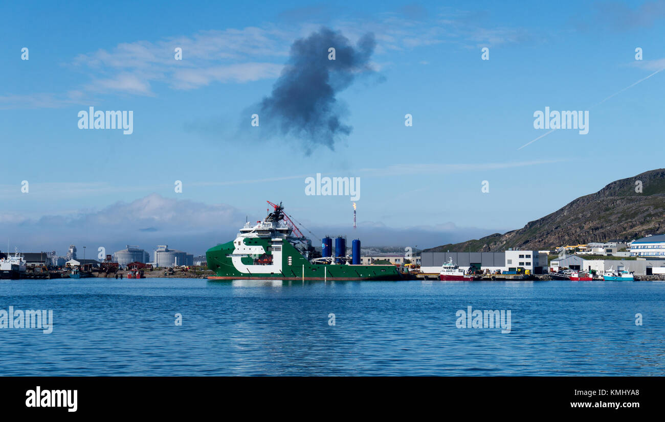 Plant on Melkoya where natural gas is converted into liquefied gas ...