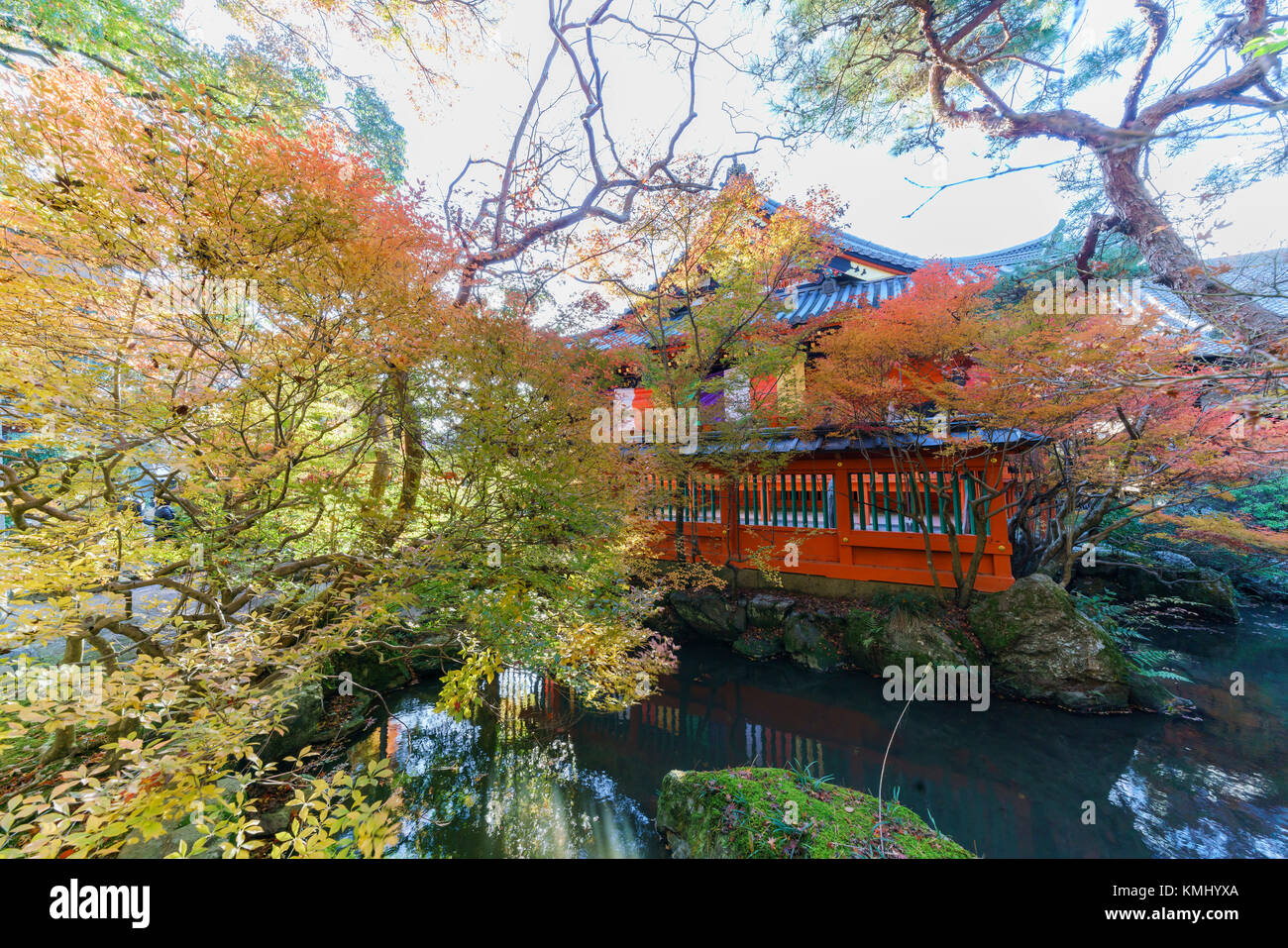 Beautiful fall color and Bishamondo at Kyoto, Japan Stock Photo - Alamy