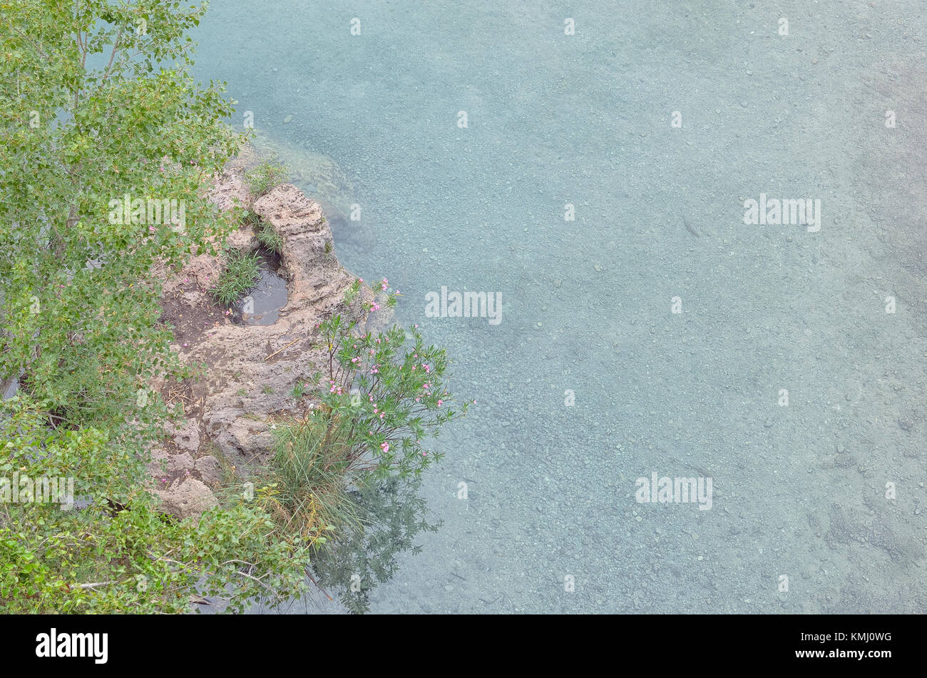 View from above of Mijares river, in the beautiful village of ...