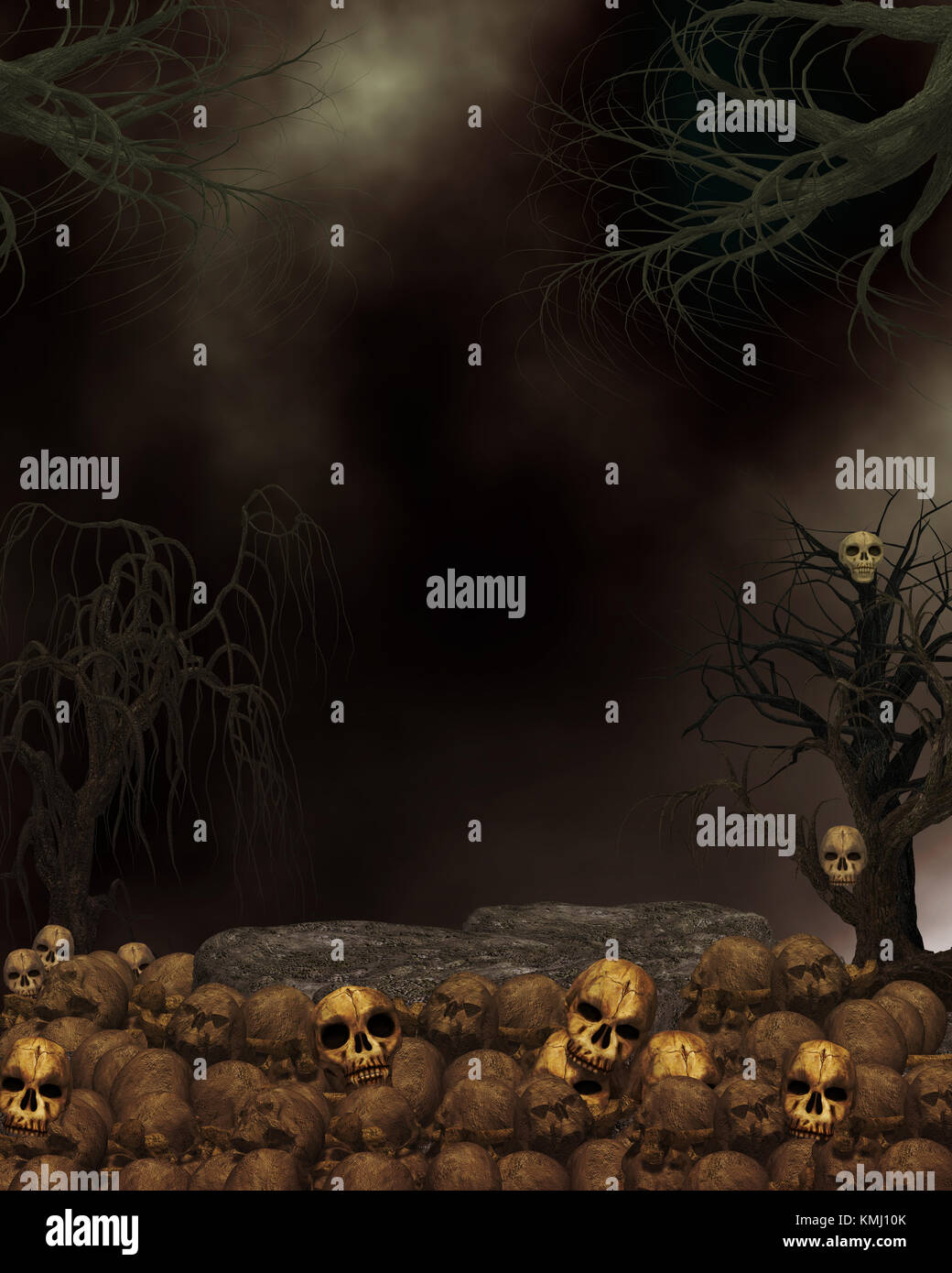 Spooky Dark Skull Background Stock Photo - Alamy