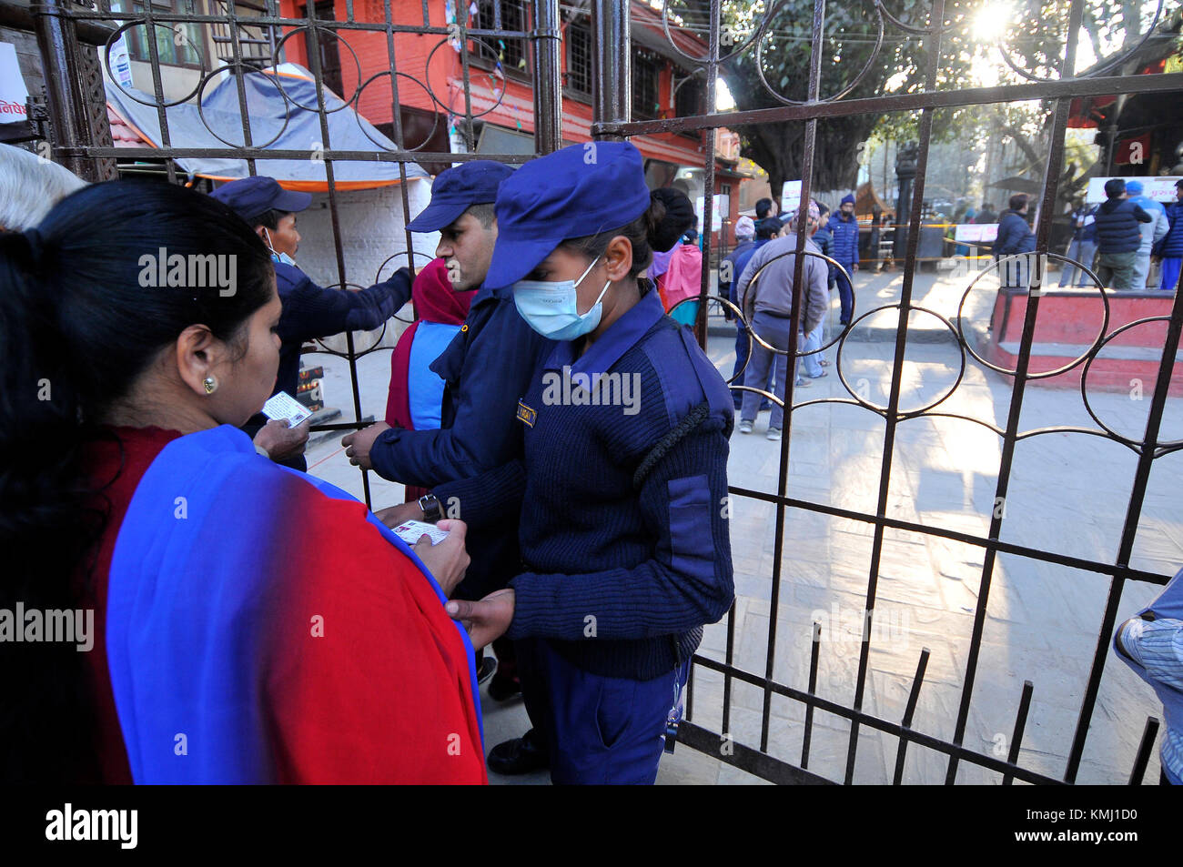 Kathmandu, Nepal. 07th Dec, 2017. Nepal Police personnel checks ...