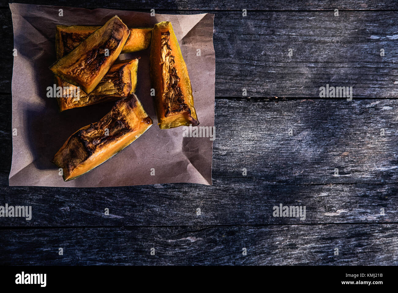 Roasted pumpkin pieces ready meal Stock Photo - Alamy