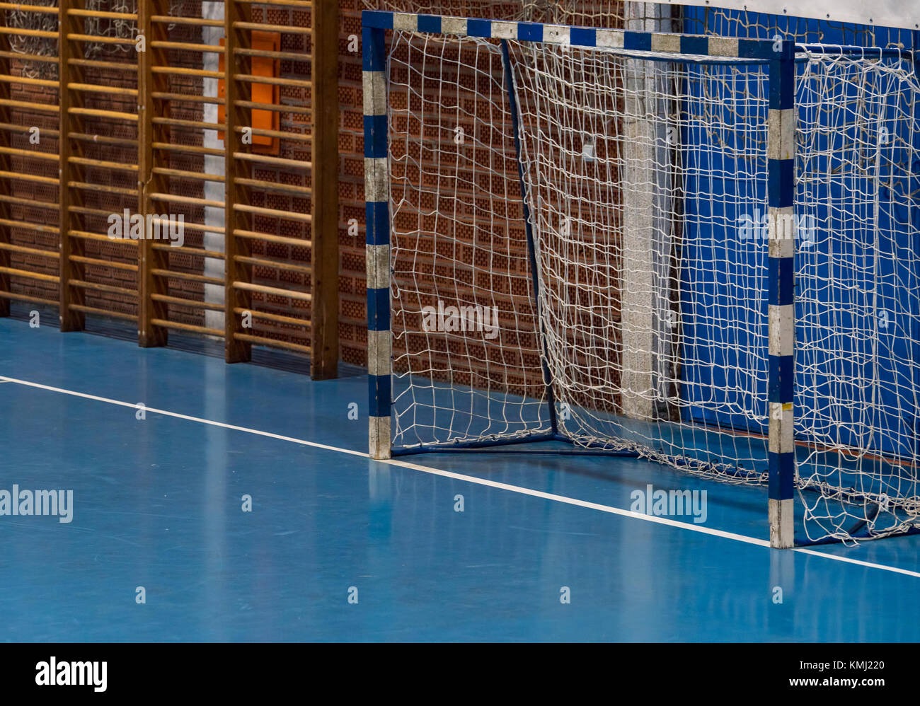 Goal for futsal and handball in a sports hall Stock Photo - Alamy