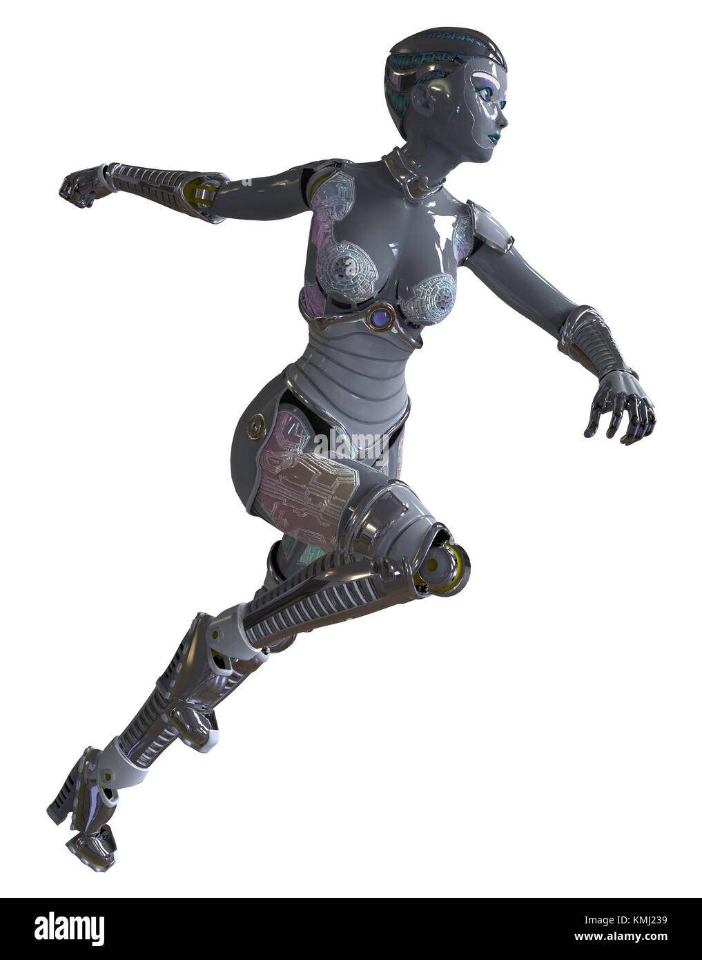 3D illustration female robot isolated on white Stock Photo - Alamy