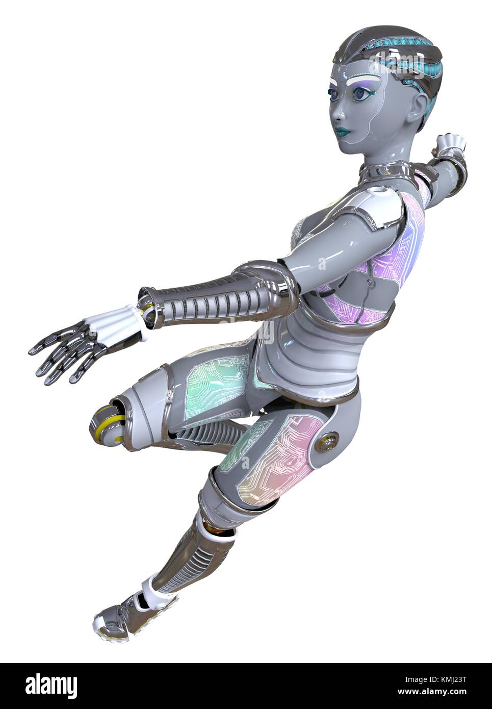 3D illustration female robot isolated on white Stock Photo - Alamy