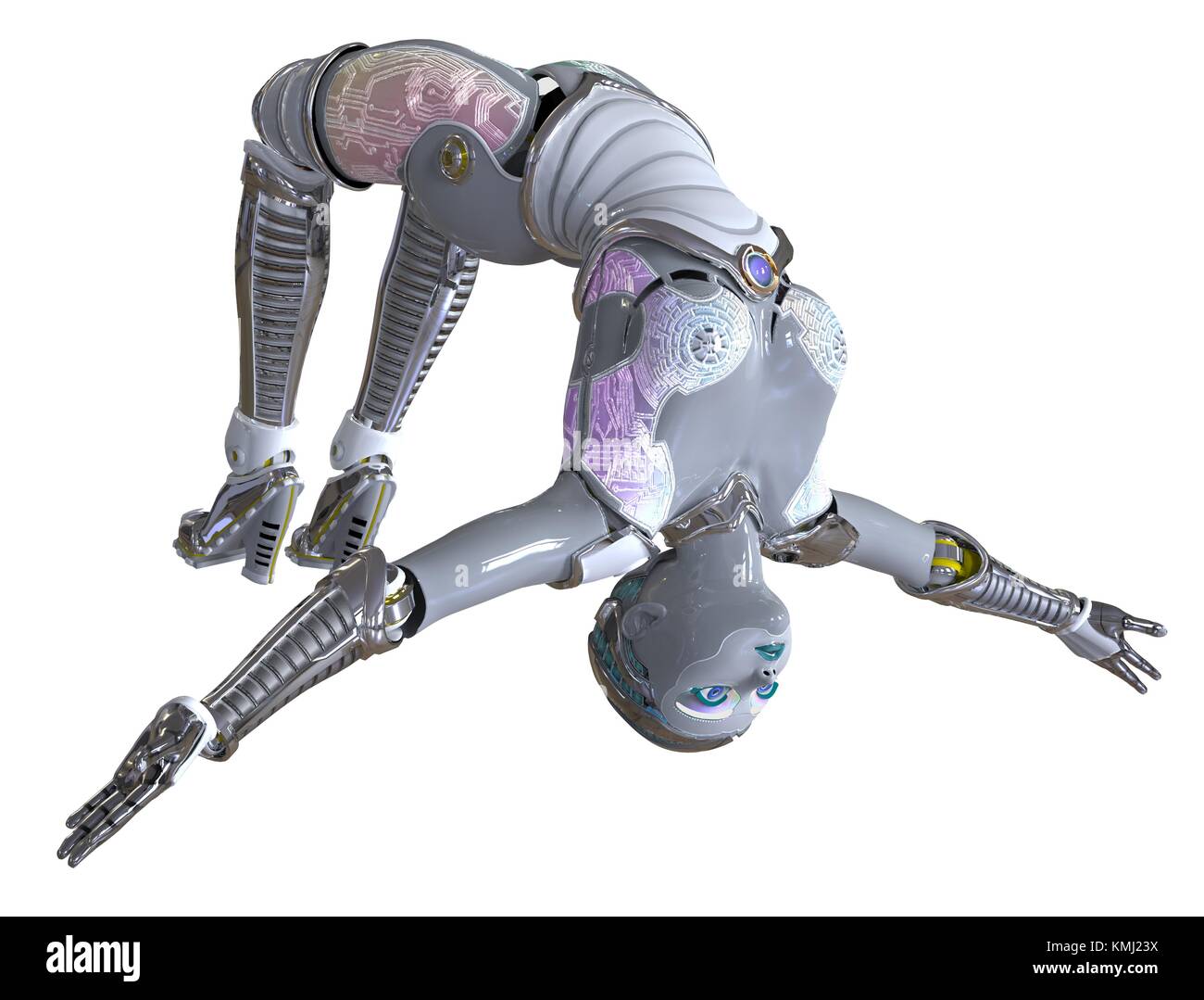 3D illustration female robot isolated on white Stock Photo - Alamy