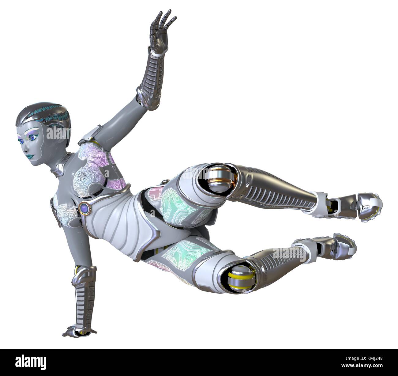 3D illustration female robot isolated on white Stock Photo - Alamy
