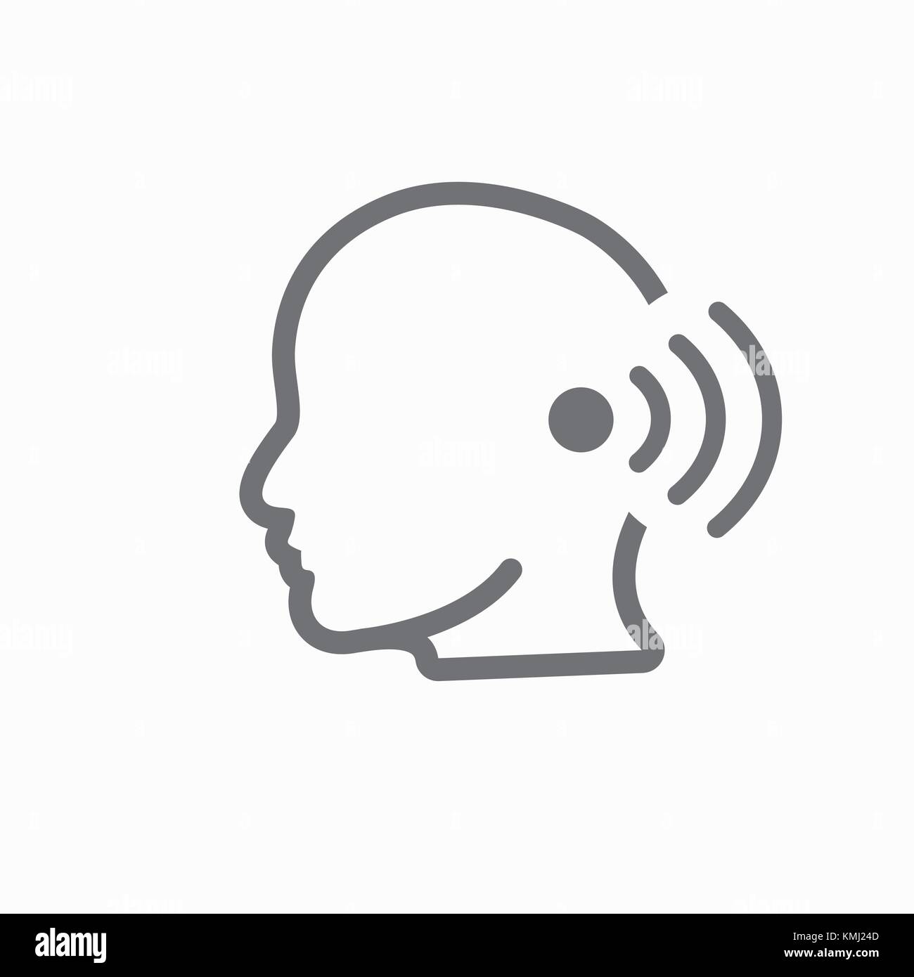 Ear and ear canal outline icon image - hearing or listening loss Stock ...