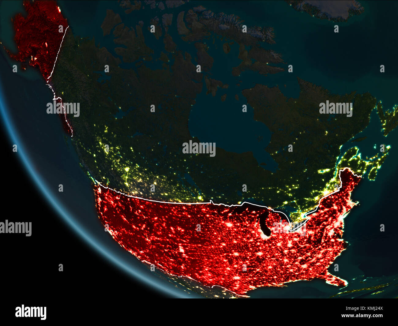 North America Night Satellite Image High Resolution Stock Photography ...
