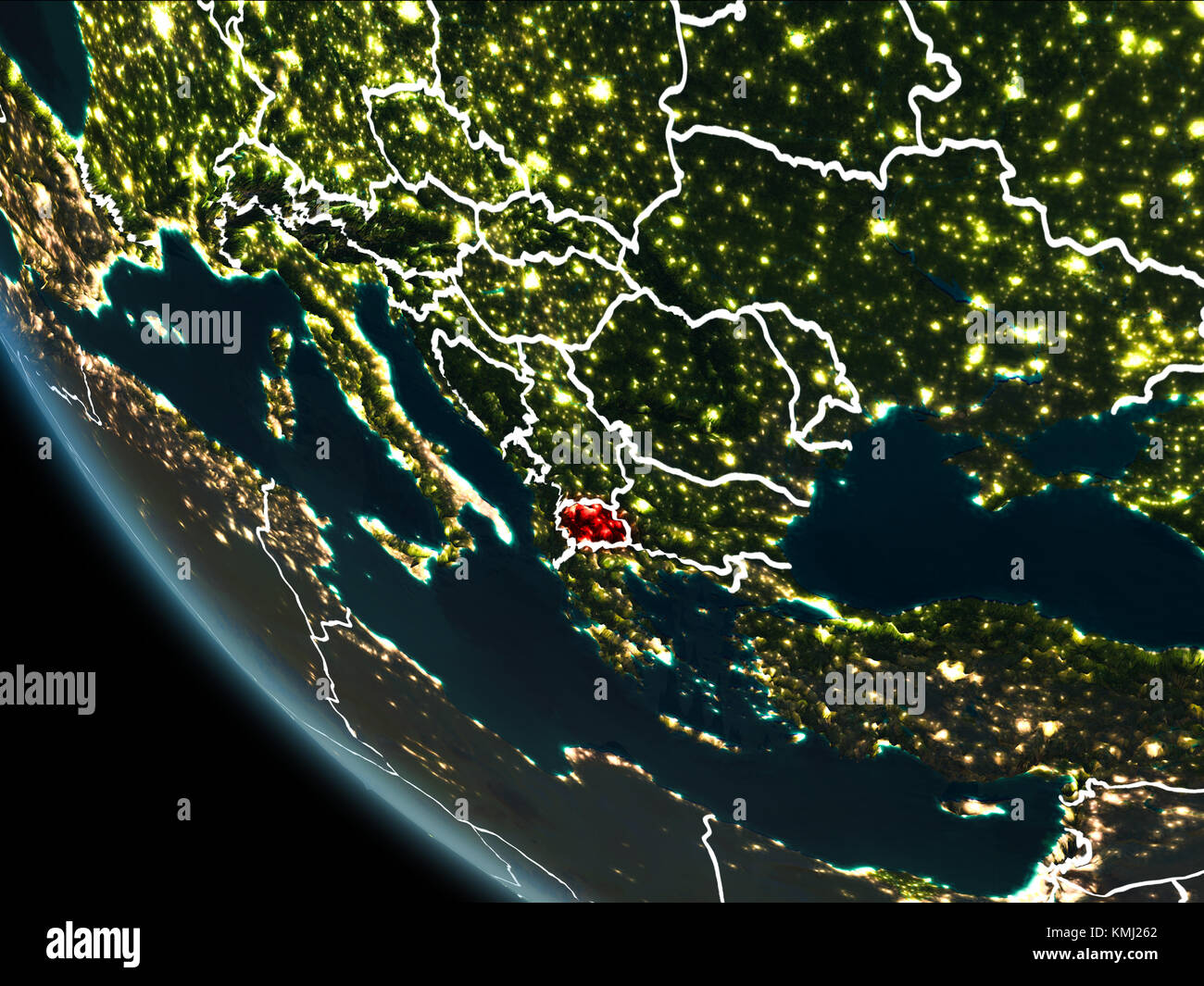 Highlighted satellite image of macedonia hi-res stock photography and ...