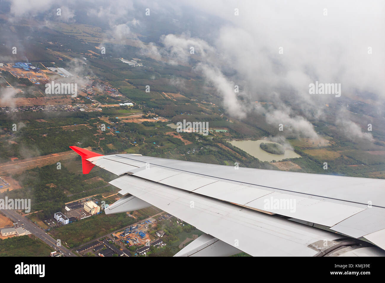 View of the rural from plane window, selective focus Stock Photo - Alamy