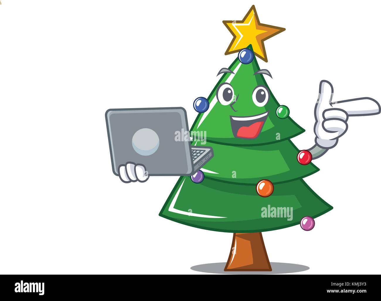 With laptop Christmas tree character cartoon Stock Vector Image & Art ...