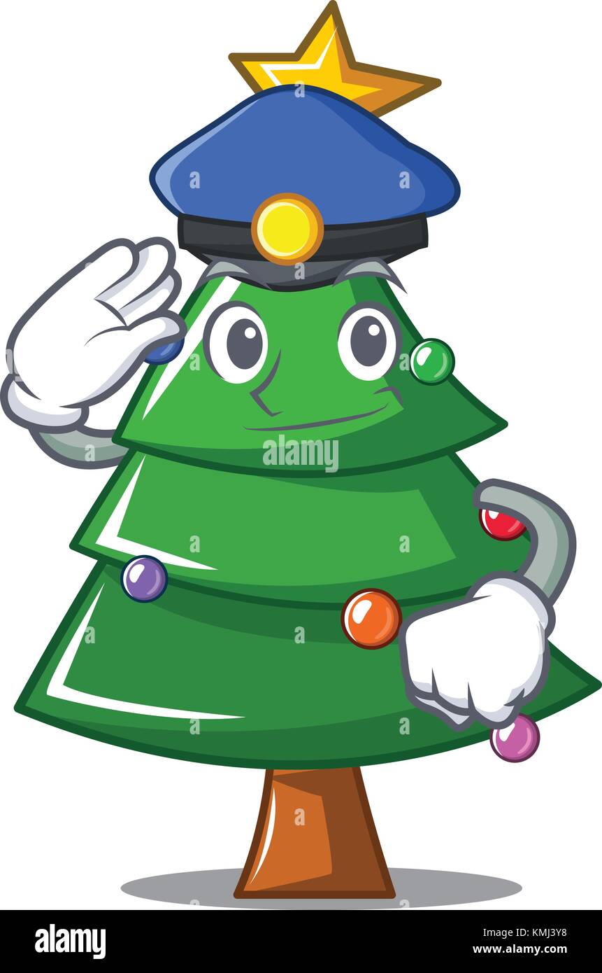 Police Christmas tree character cartoon Stock Vector Image & Art - Alamy