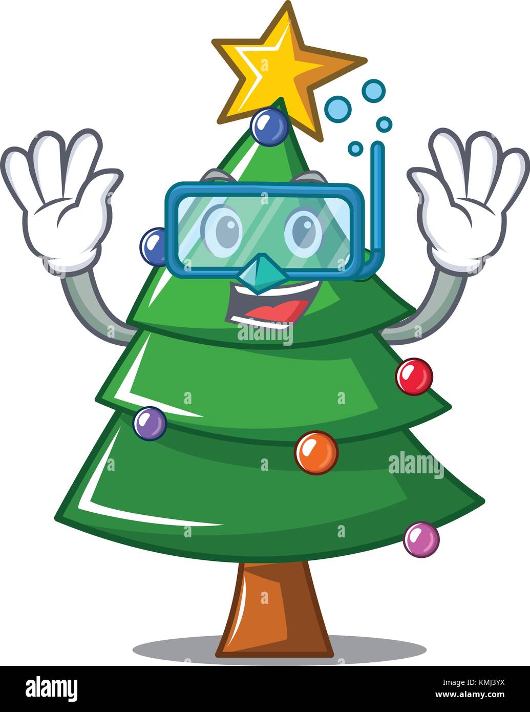 Diving Christmas tree character cartoon Stock Vector Image & Art - Alamy