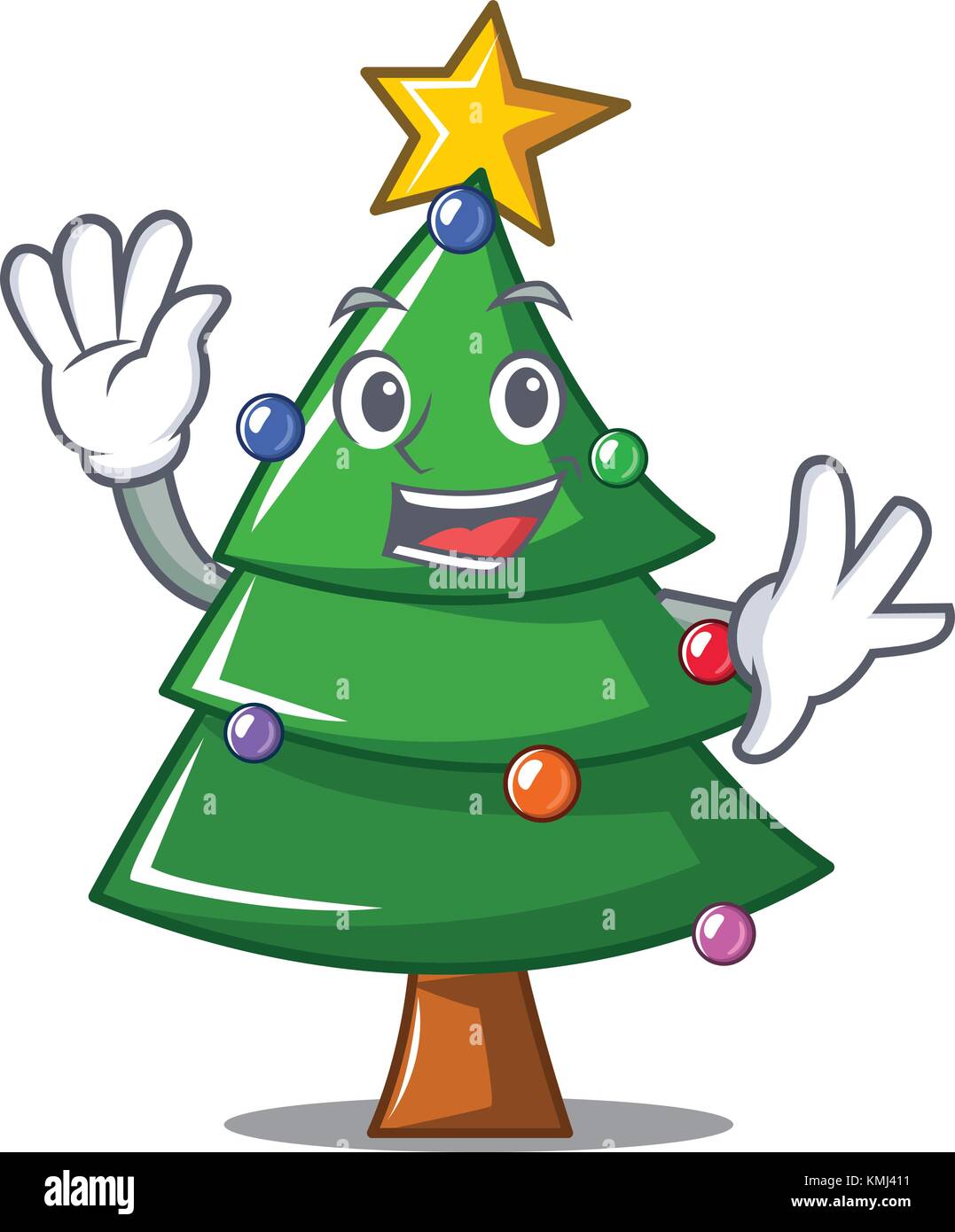Waving Christmas tree character cartoon Stock Vector Image & Art - Alamy