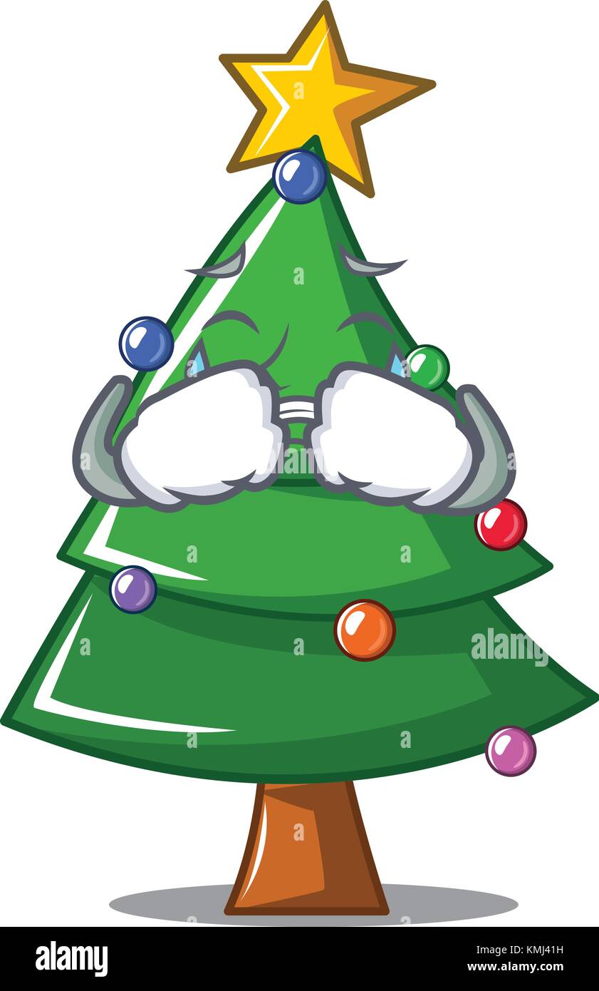 Crying Christmas tree character cartoon Stock Vector Image & Art - Alamy