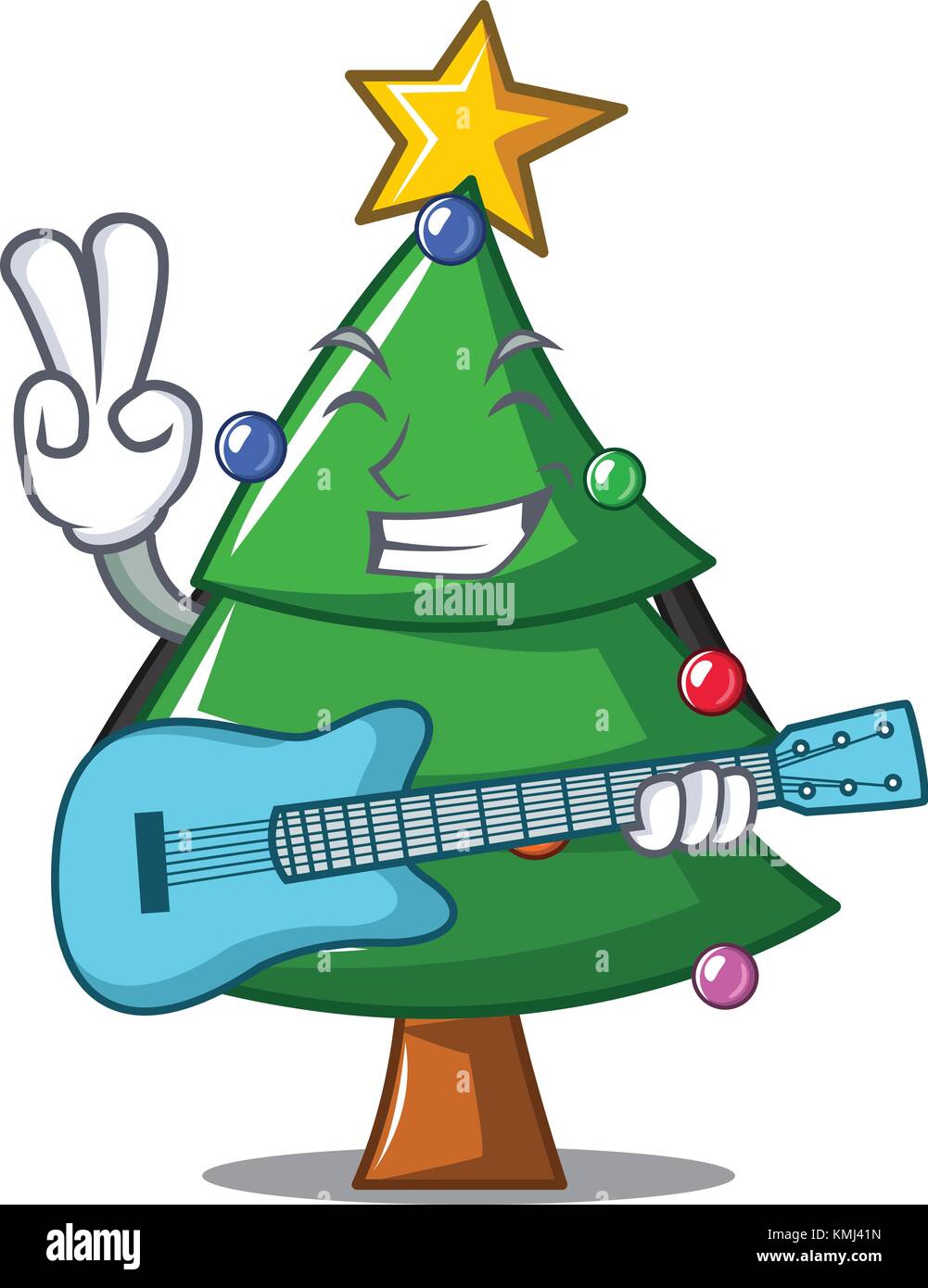 With guitar Christmas tree character cartoon Stock Vector Image & Art ...