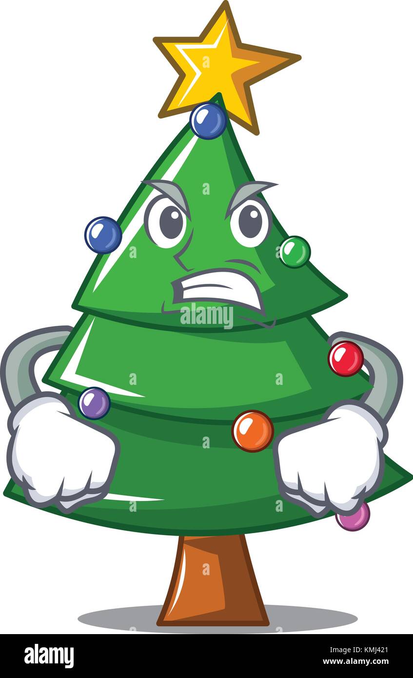 Angry Christmas tree character cartoon Stock Vector Image & Art - Alamy