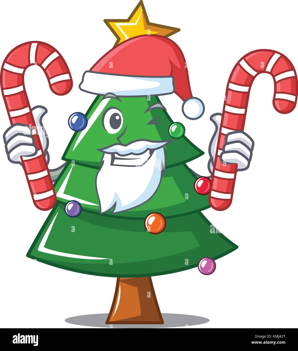 Santa with candy Christmas tree character cartoon Stock Vector Image ...