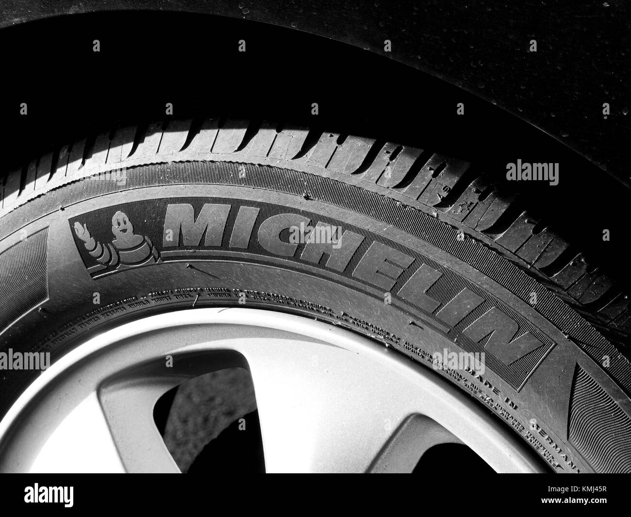 Michelin tyre on vehicle alloy wheel, French based manufacturer founded ...