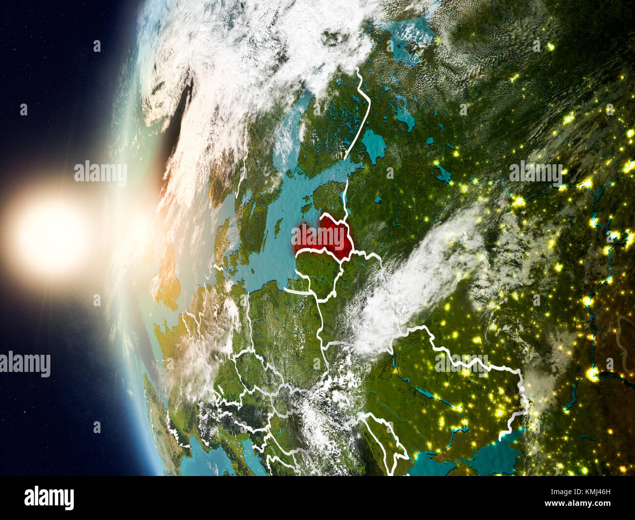 Map latvia highlighted in red hi-res stock photography and images - Alamy