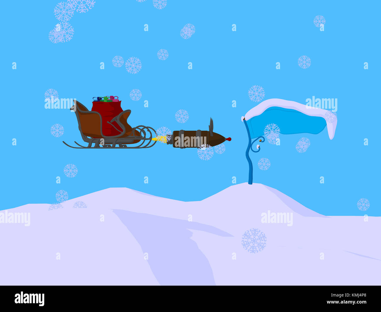 Christmas sled on a blue background Stock Photo - Alamy