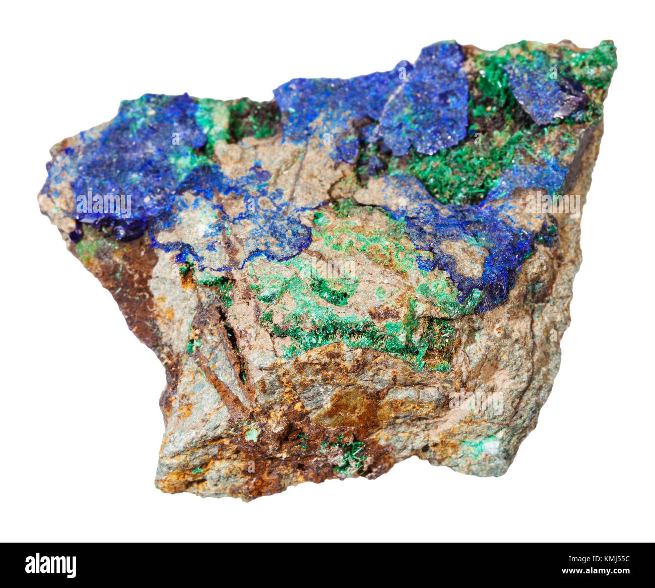 macro shooting of natural mineral rock specimen - blue Azurite and ...