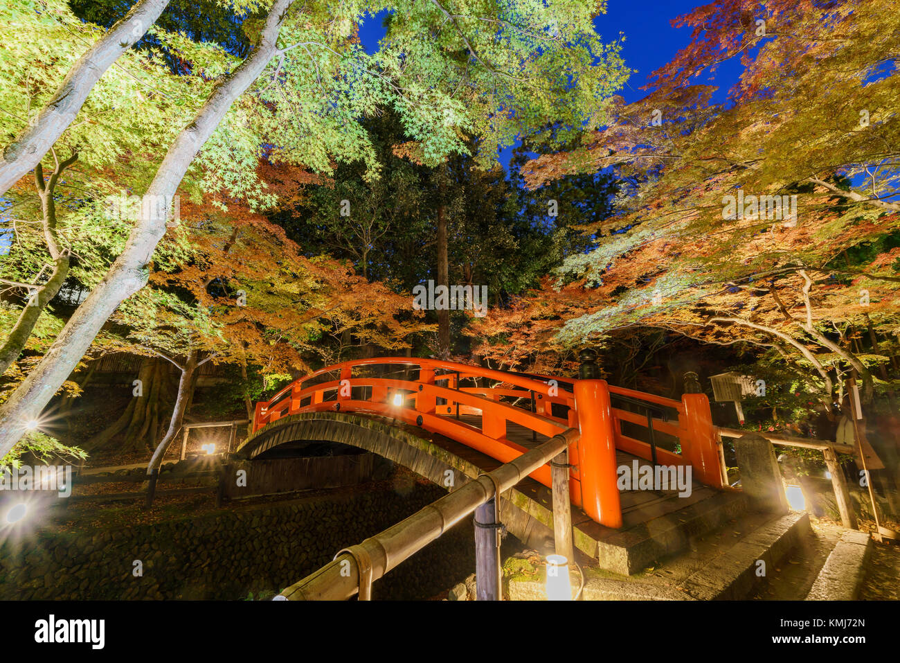 Beautiful night fall color of Kitano Tenmangu at Kyoto, Japan Stock ...