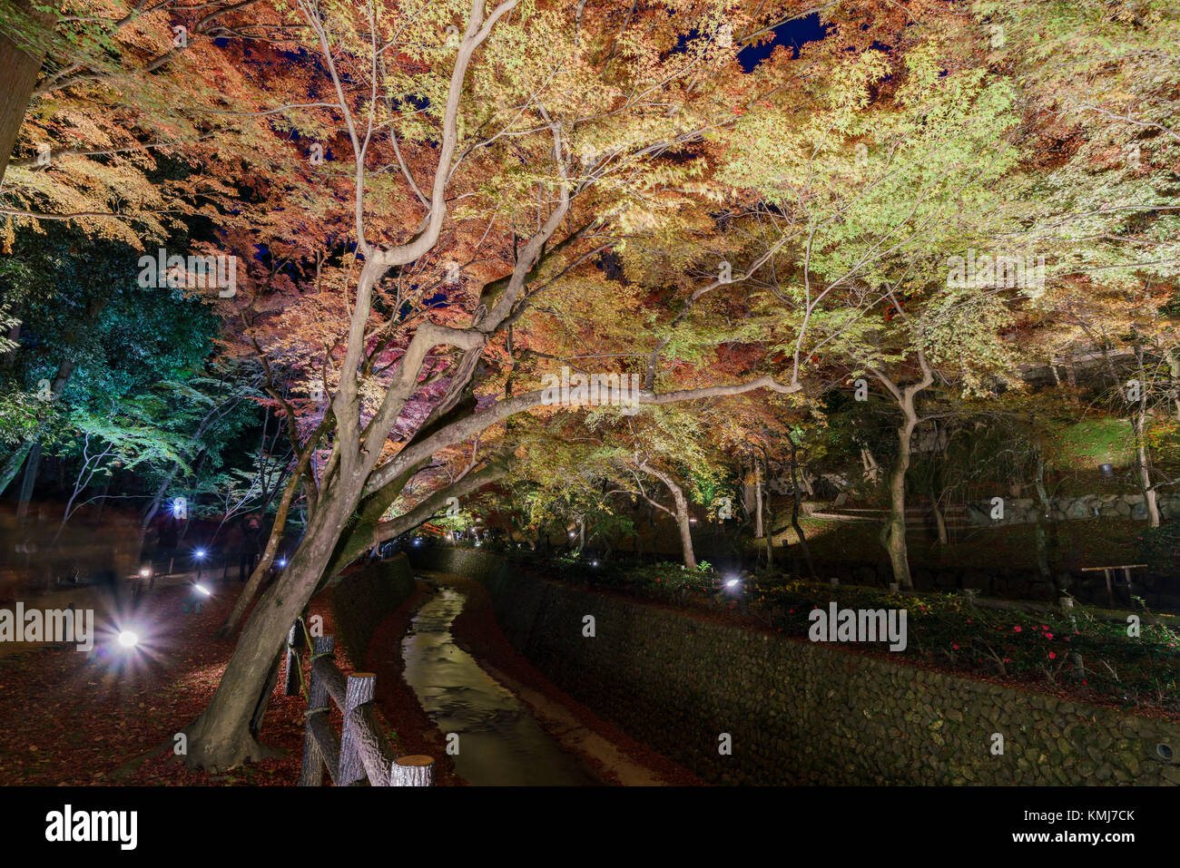 Beautiful night fall color of Kitano Tenmangu at Kyoto, Japan Stock ...