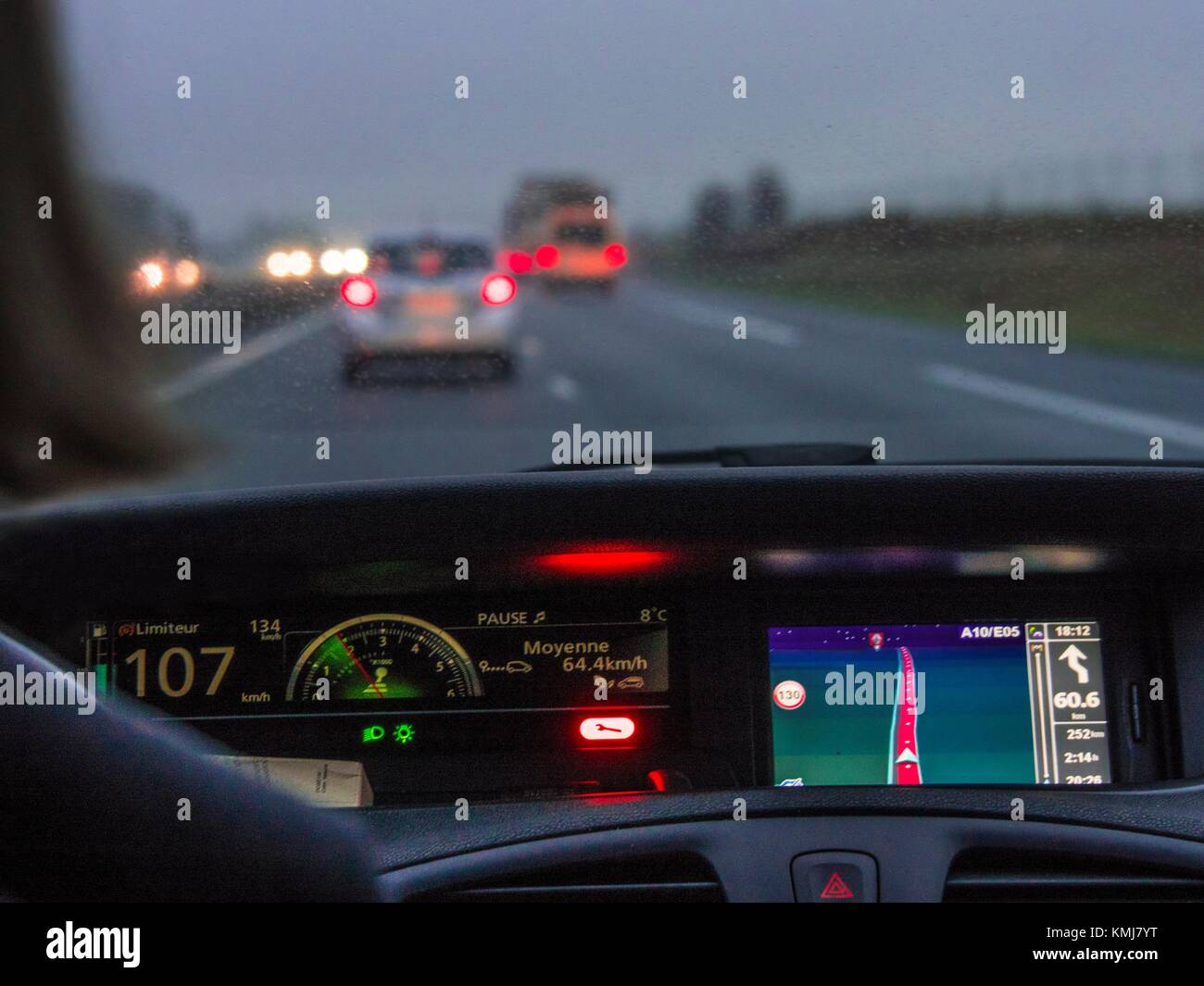 driving on a highway with a GPS Stock Photo - Alamy