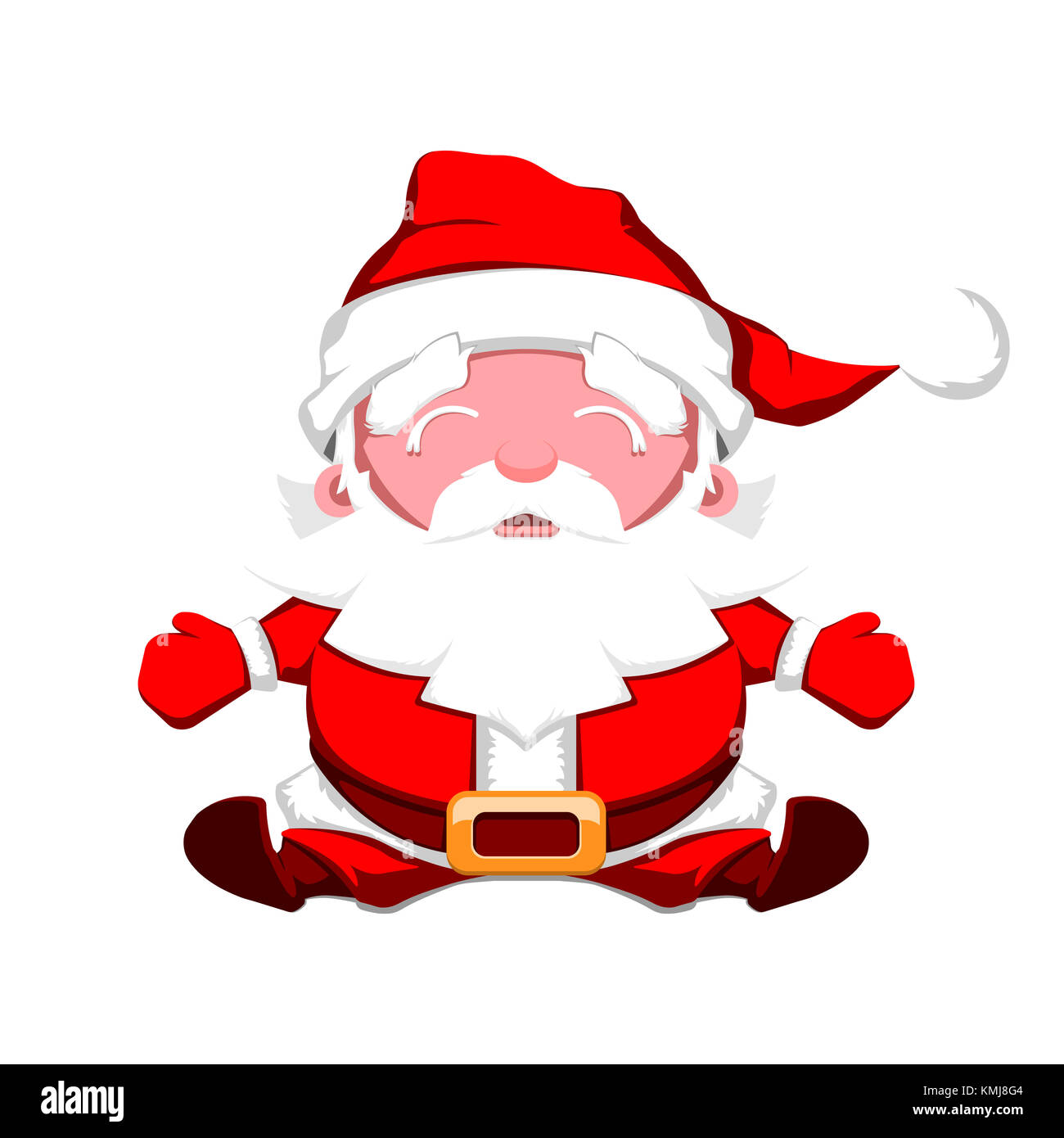 Happy Santa Claus with open arms sitting on a white background ...