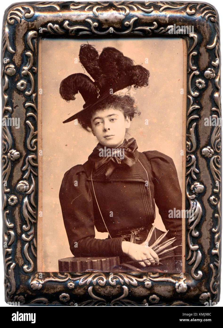 Alice Askew in feather hat - framed Stock Photo - Alamy