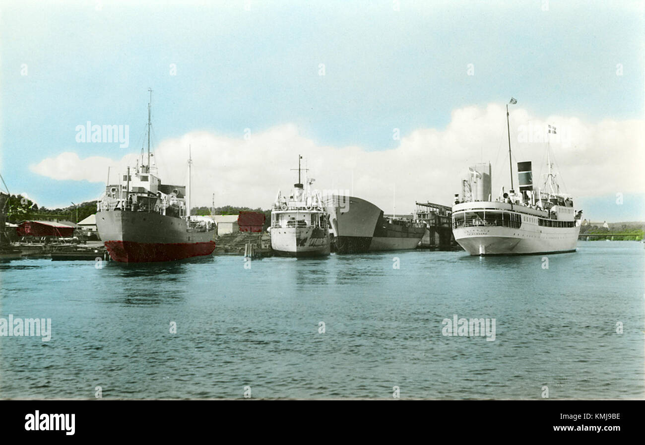 This image captures the shipyard in Falkenberg, located in Halland ...